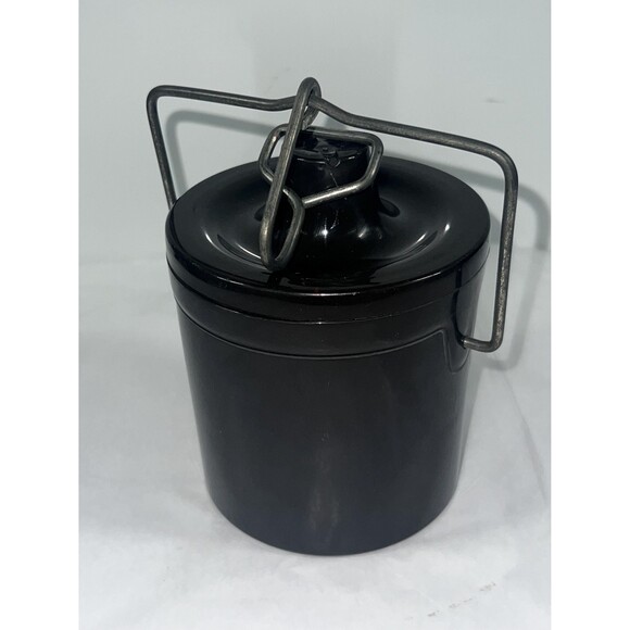 Dining | Vintage Black Stoneware Butter Crock With Bale Clasp Lid ...